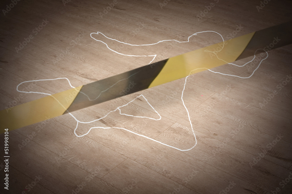 Crime scene with the silhouette of the victim Stock Photo | Adobe Stock