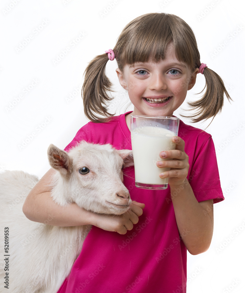 little girl drinking healthy goat milk Stock Photo | Adobe Stock