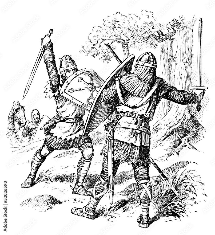 Medieval Knights Fighting Sketch