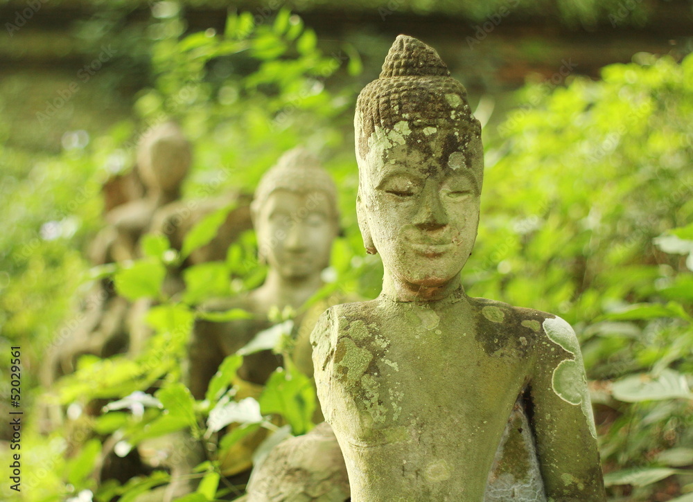 Ancient broken Buddha statue,U-Mong temple,Chiang-Mai,Thailand. Stock ...
