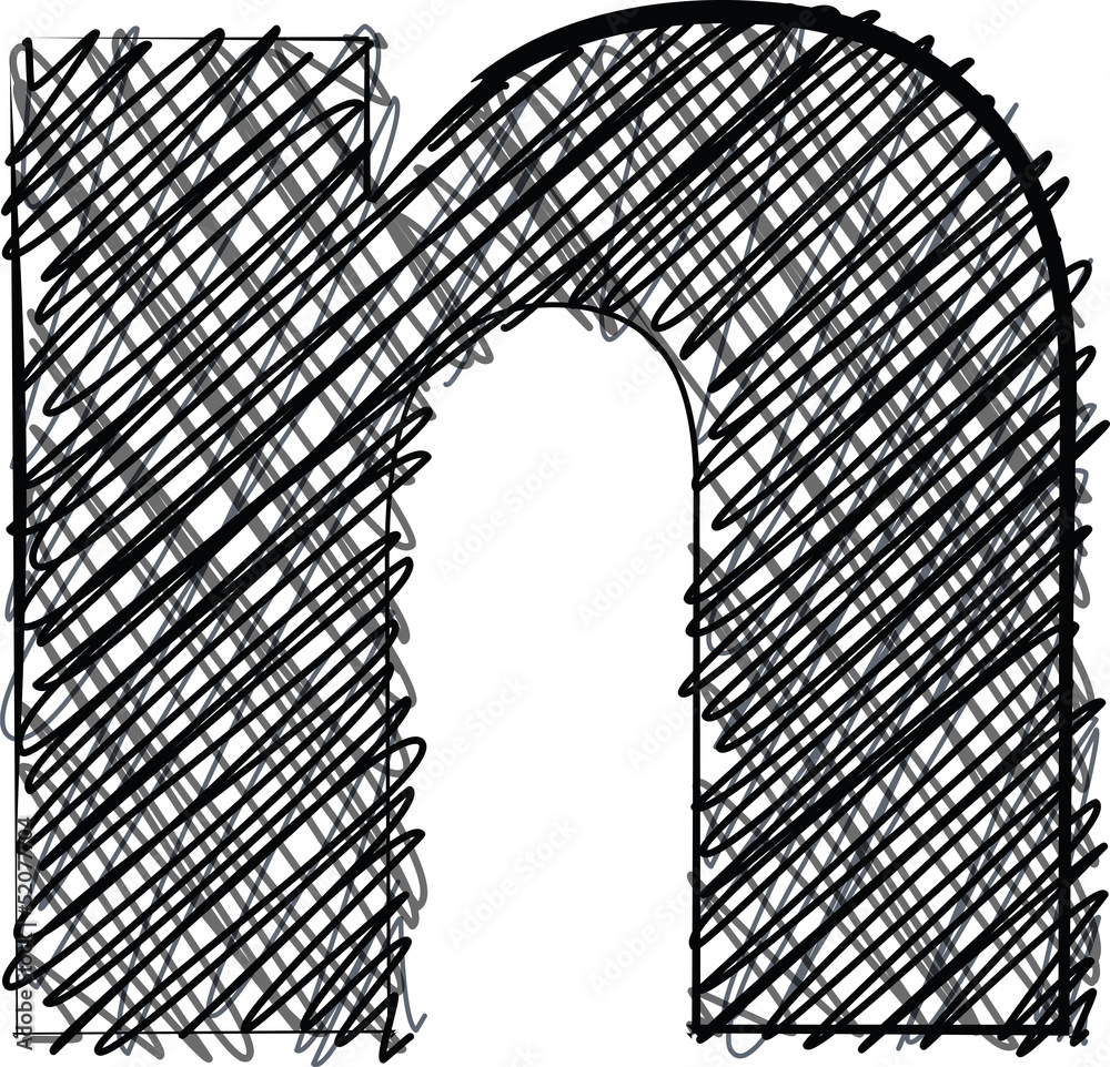 Hand draw font. LETTER n Stock Vector | Adobe Stock