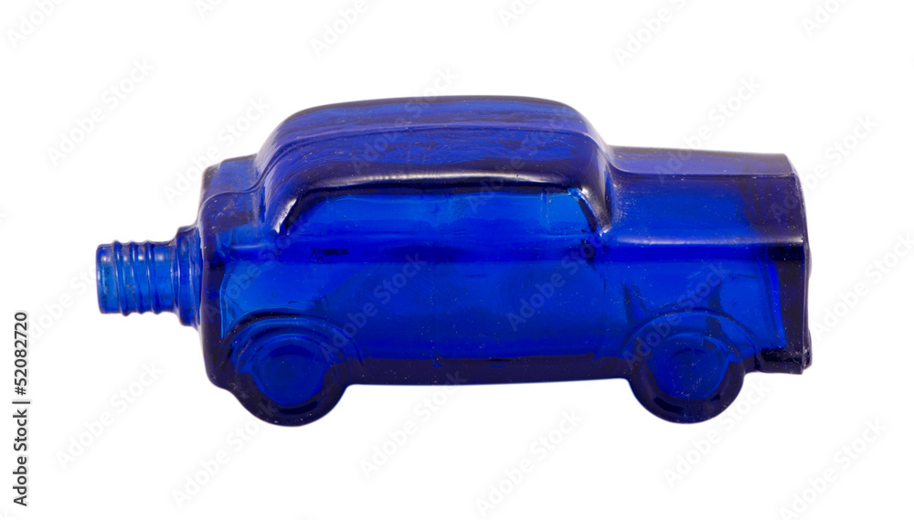 vintage old glass bottle car shape isolated white Stock Photo | Adobe Stock