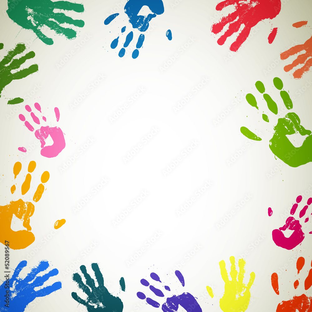 Vector Background with Colorful Handprints Stock Vector | Adobe Stock