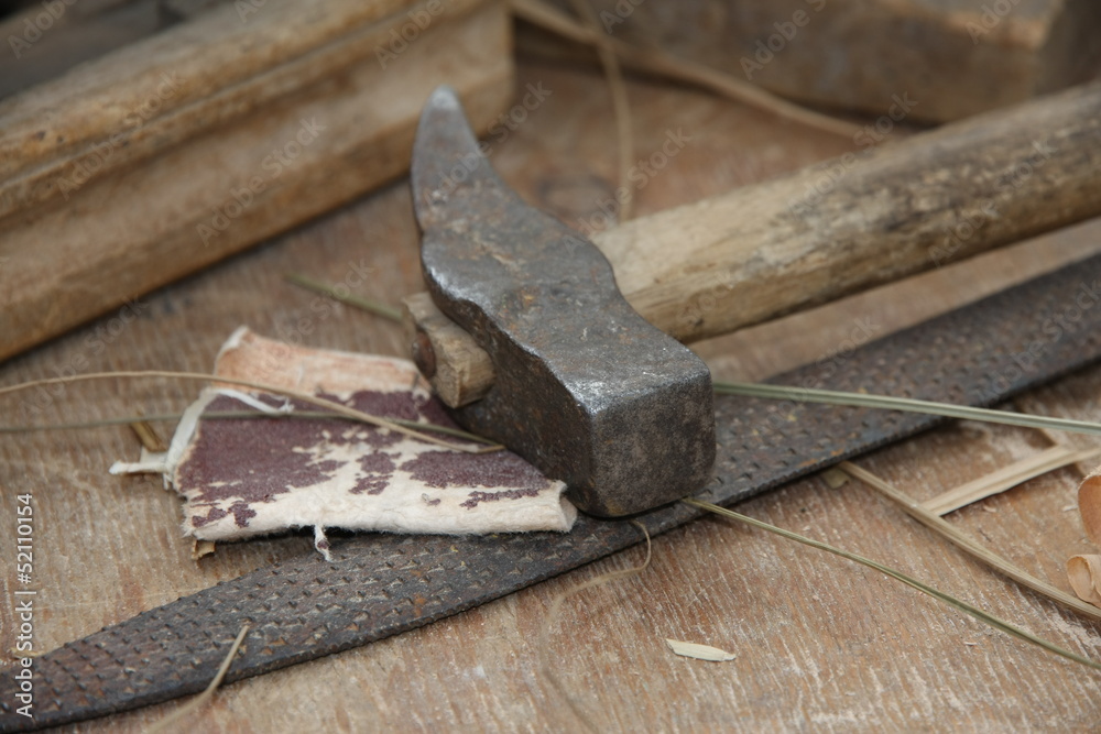 ancient tools used by carpenters to build furniture and other wo Stock ...