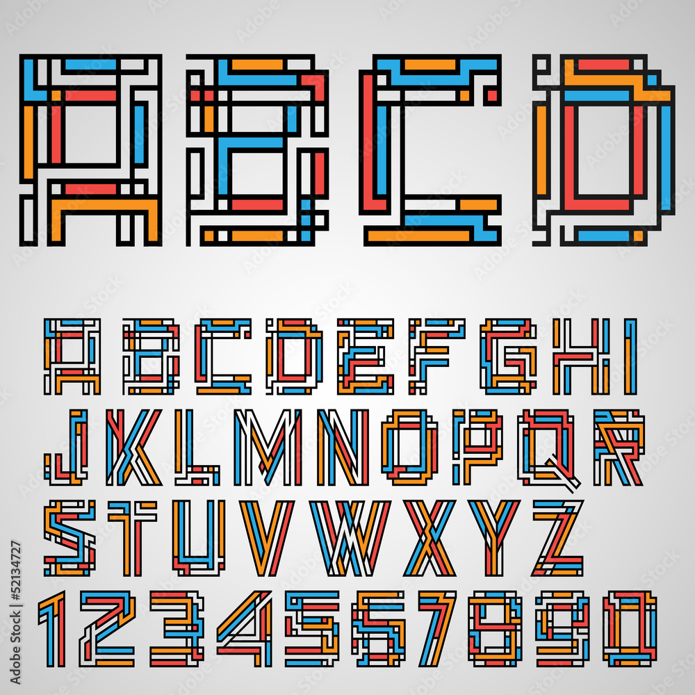 Alphabet letters and numbers in Mayan style Stock Vector | Adobe Stock