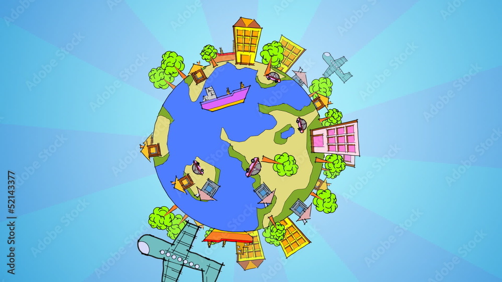 Rotating of earth animation with blue sky Stock Video | Adobe Stock