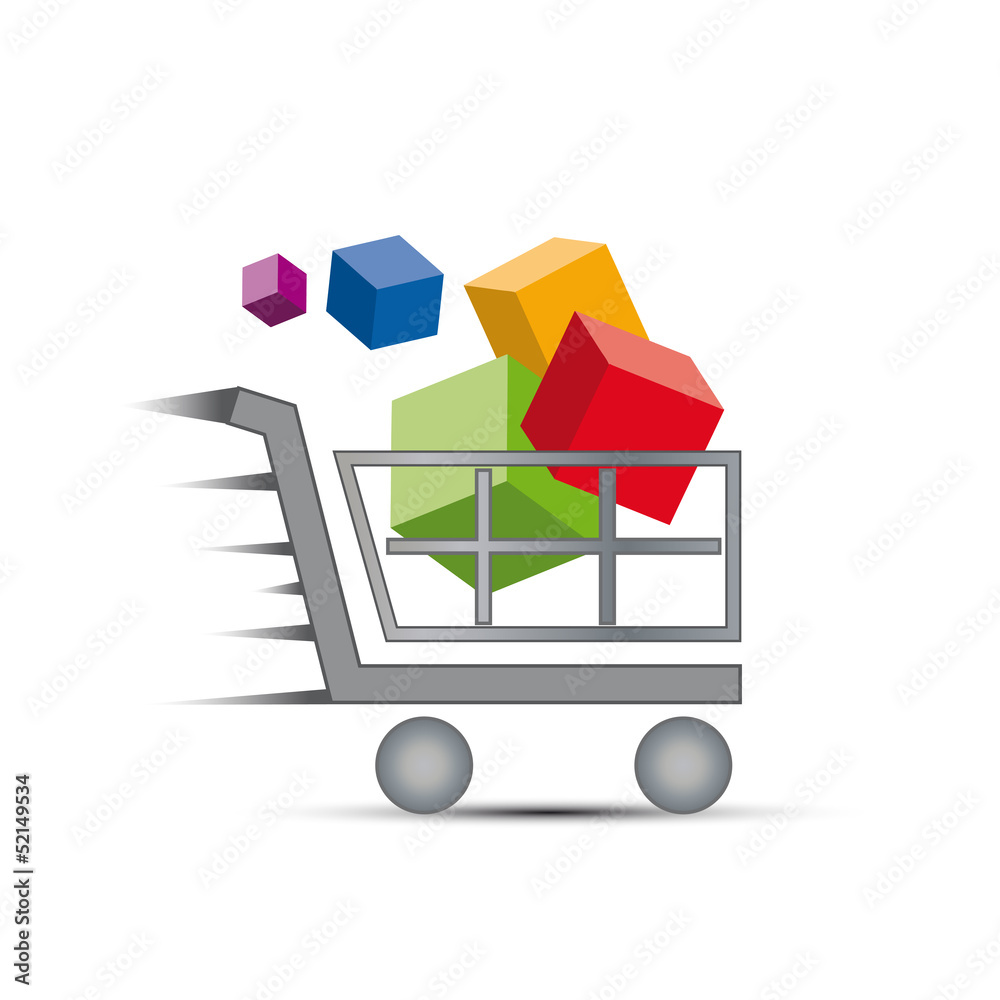 Logo discount. Shopping cart and gift packs Stock Vector | Adobe Stock