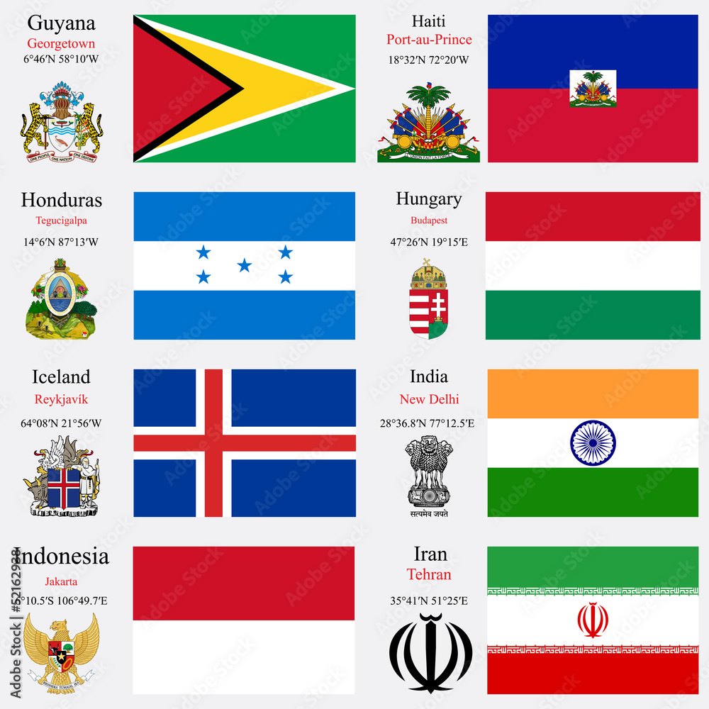 world flags and capitals set 10 Stock Vector | Adobe Stock