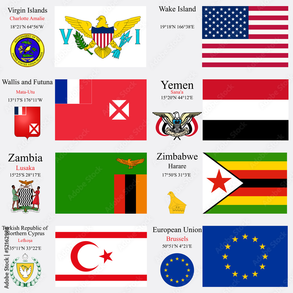 world flags and capitals set 27 Stock Vector | Adobe Stock