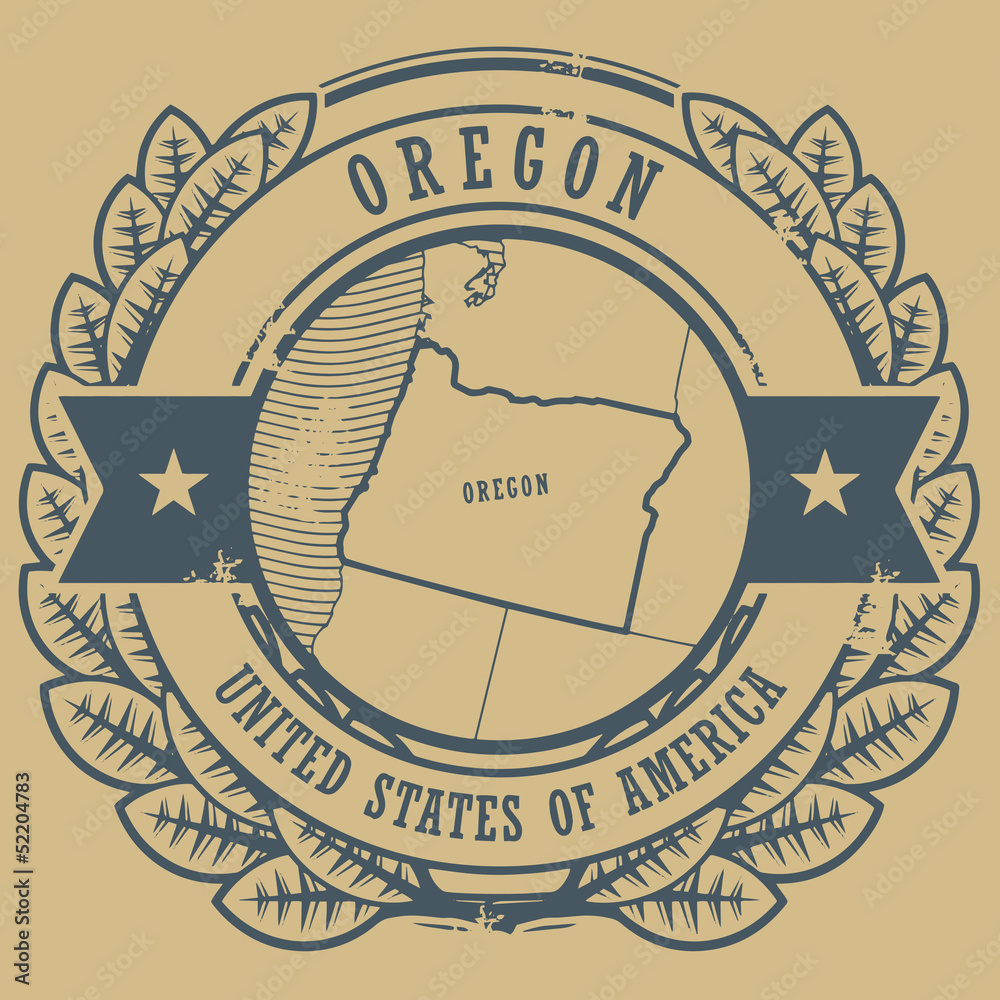 Grunge rubber stamp with name and map of Oregon, USA Stock Vector ...