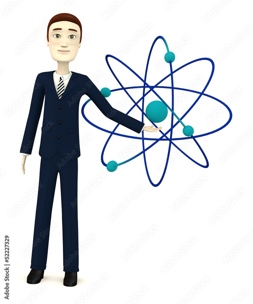 3d render of cartoon character with atom Stock Illustration | Adobe Stock