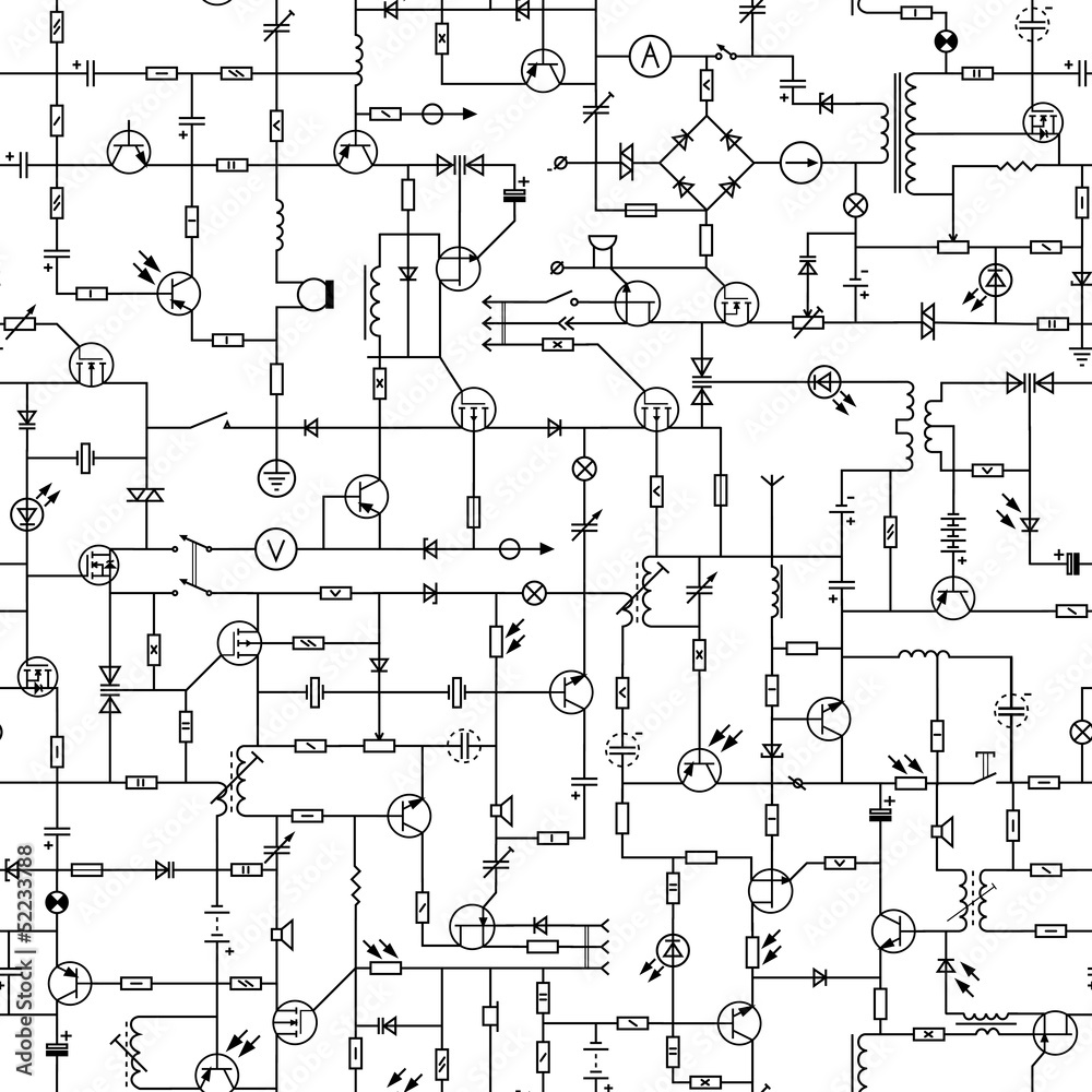 Seamless background of electrical circuit. Stock Vector | Adobe Stock