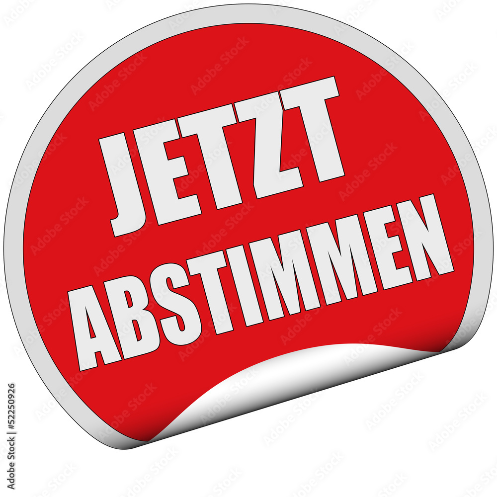 Sticker rot rund cu JETZT ABSTIMMEN ilustração do Stock | Adobe Stock