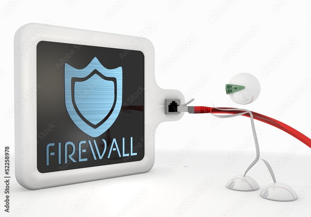 firewall symbol with futuristic 3d character Stock Illustration | Adobe ...