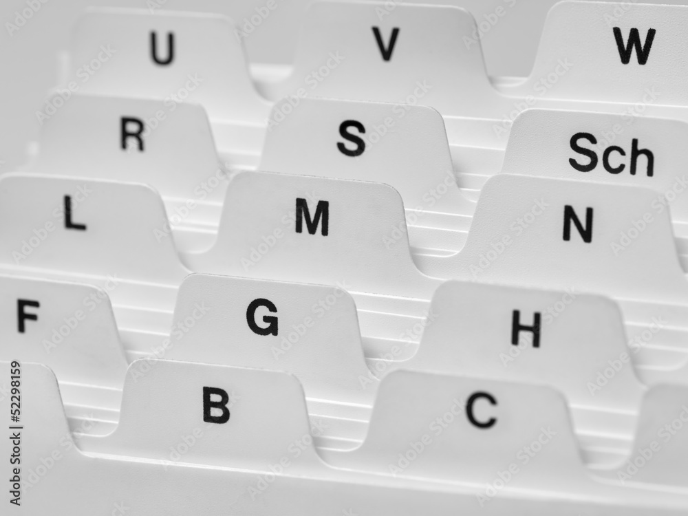 Alphabetisches Register, Kartei Stock-Foto | Adobe Stock