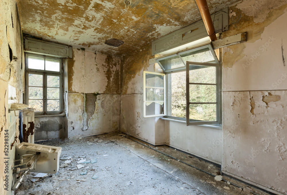 Poster old destroyed building, room with window – Wall Art | UkPosters