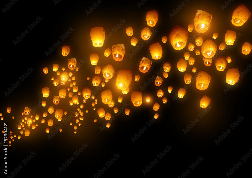 Flying Chinese Lanterns Stock Photo | Adobe Stock