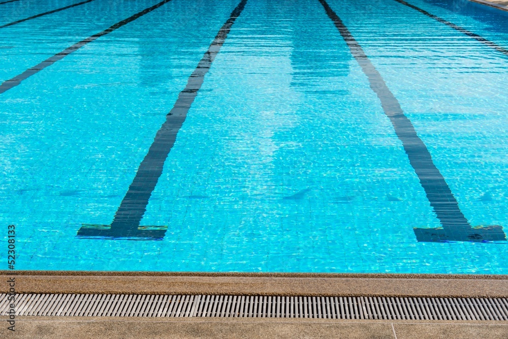 Large olympic size swimming pool with racing lanes Stock Photo | Adobe ...