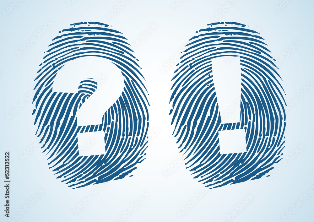 Fingerprint with question and exclamation mark - Vector Stock Vector ...