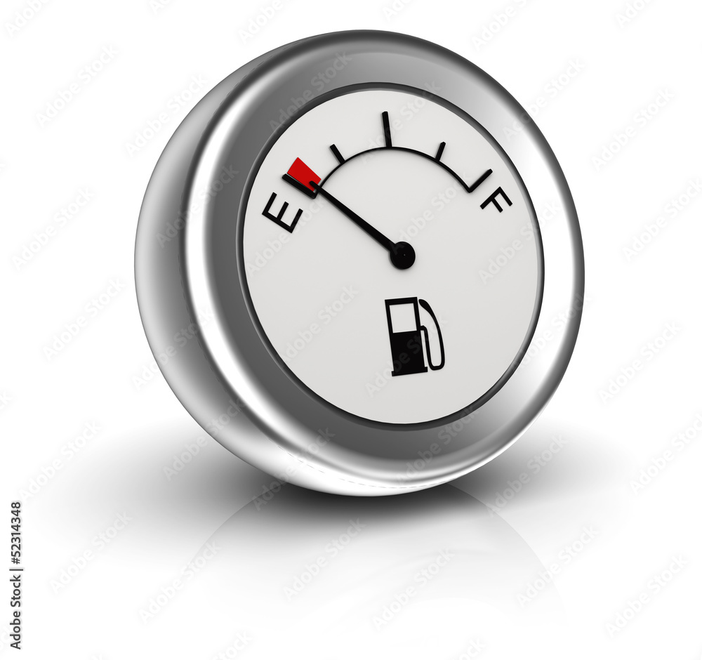 3d icon of fuel gauge indicates empty tank Stock Photo | Adobe Stock