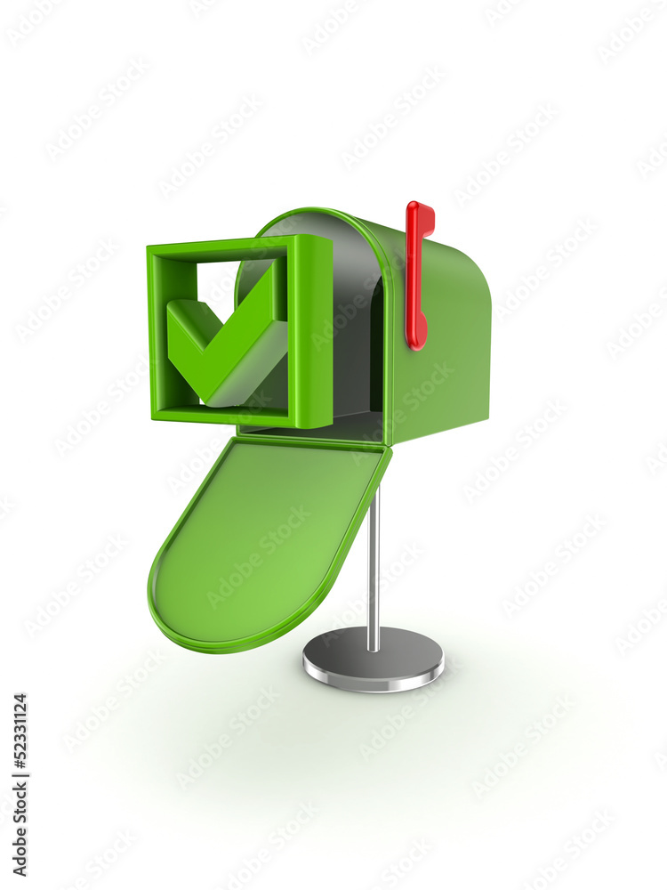 Green tick mark and mailbox. Stock Illustration | Adobe Stock