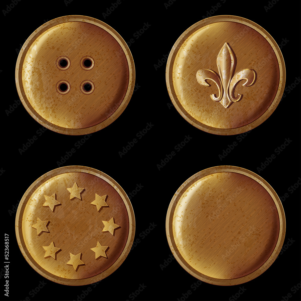 set of vintage bronze buttons - vector illustration Stock Vector ...