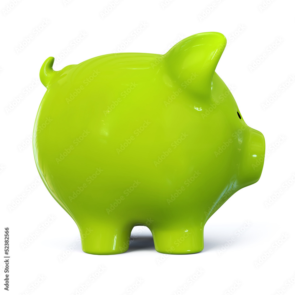 Green piggy bank - side view Stock Illustration | Adobe Stock