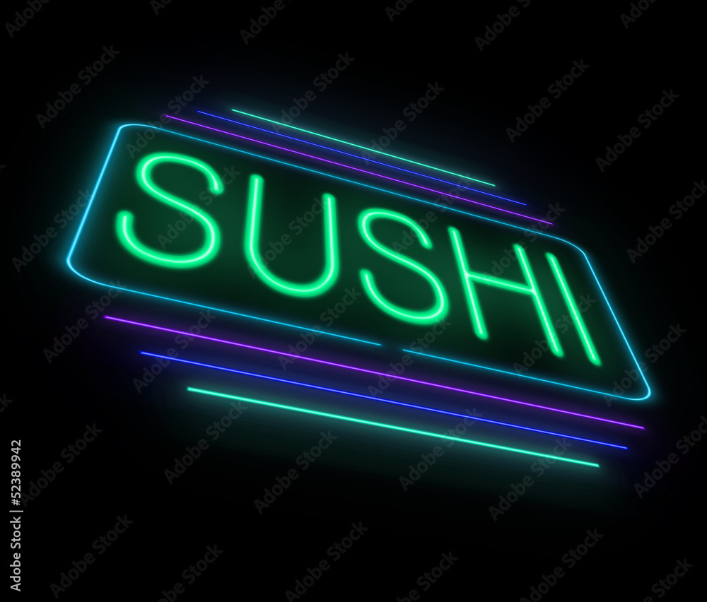 Neon sushi sign. Stock Illustration | Adobe Stock