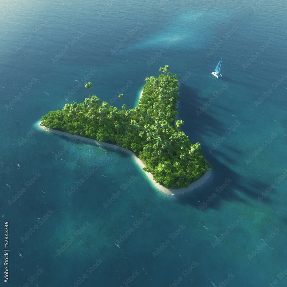Island Alphabet. Paradise tropical island in form of letter Y Stock ...