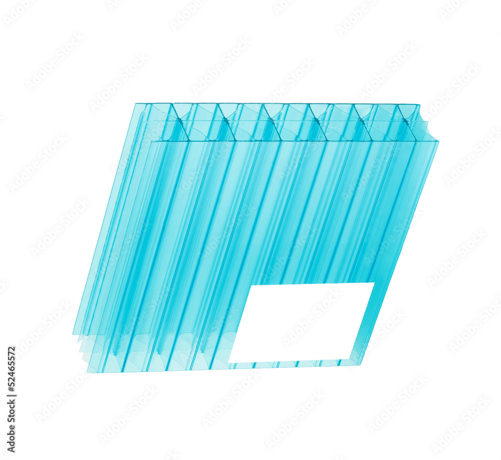 Blue color polycarbonate sheet isolated on white background Stock Photo ...