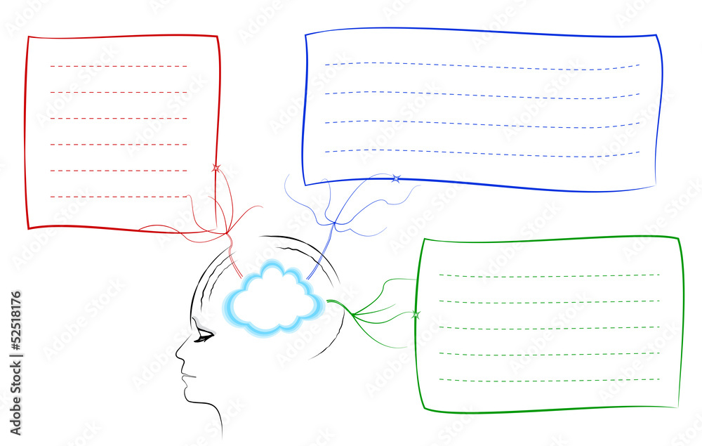 Human head in the thinking process. Brainstorming and ideas. Stock ...