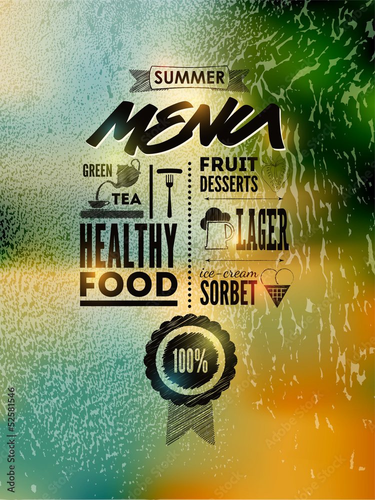 Menu poster. Vector background. Stock Vector | Adobe Stock