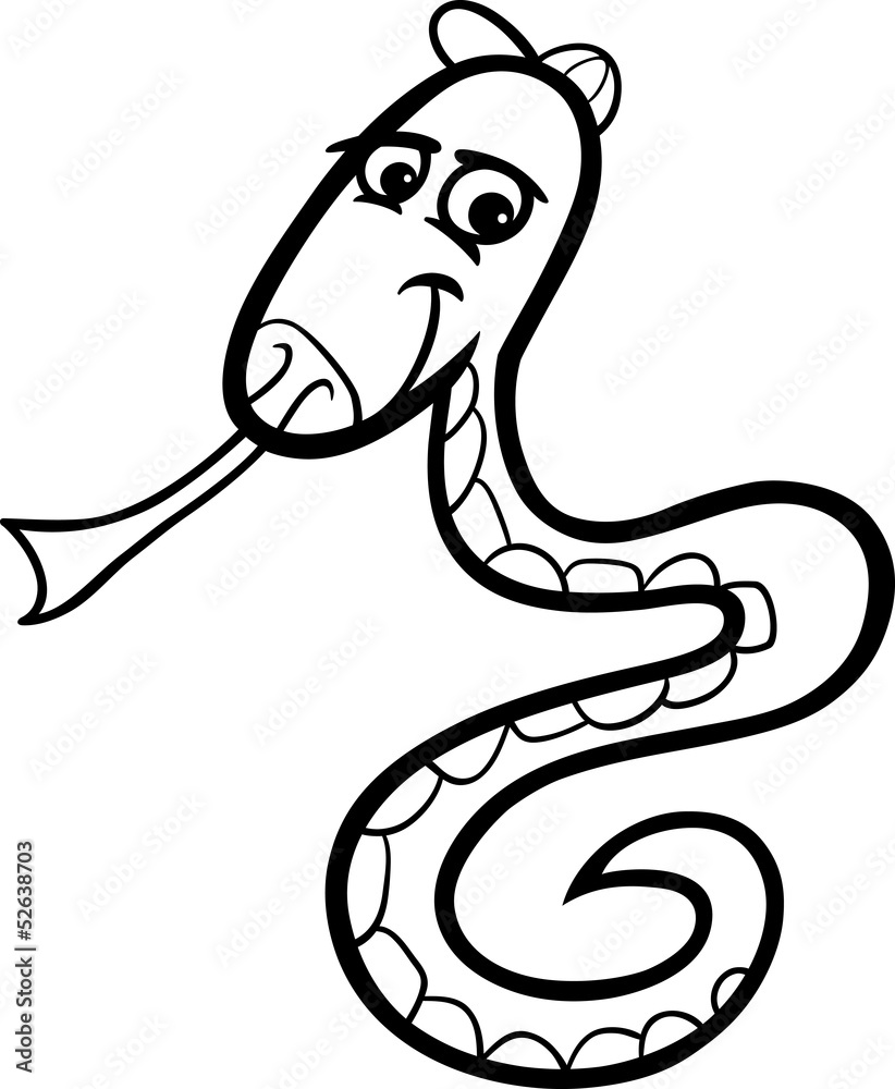 snake cartoon illustration for coloring book Stock Vector | Adobe Stock