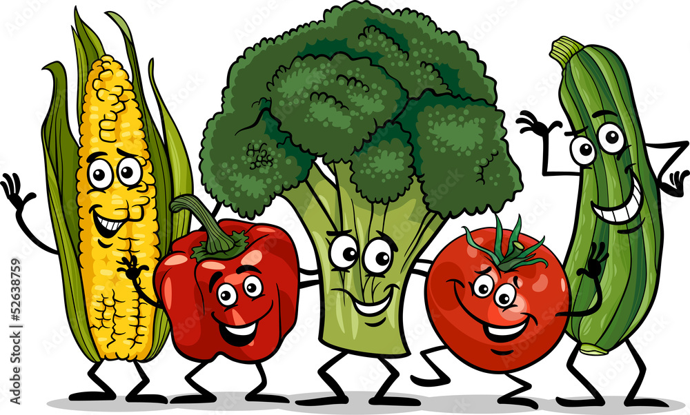 comic vegetables group cartoon illustration Stock Vector | Adobe Stock