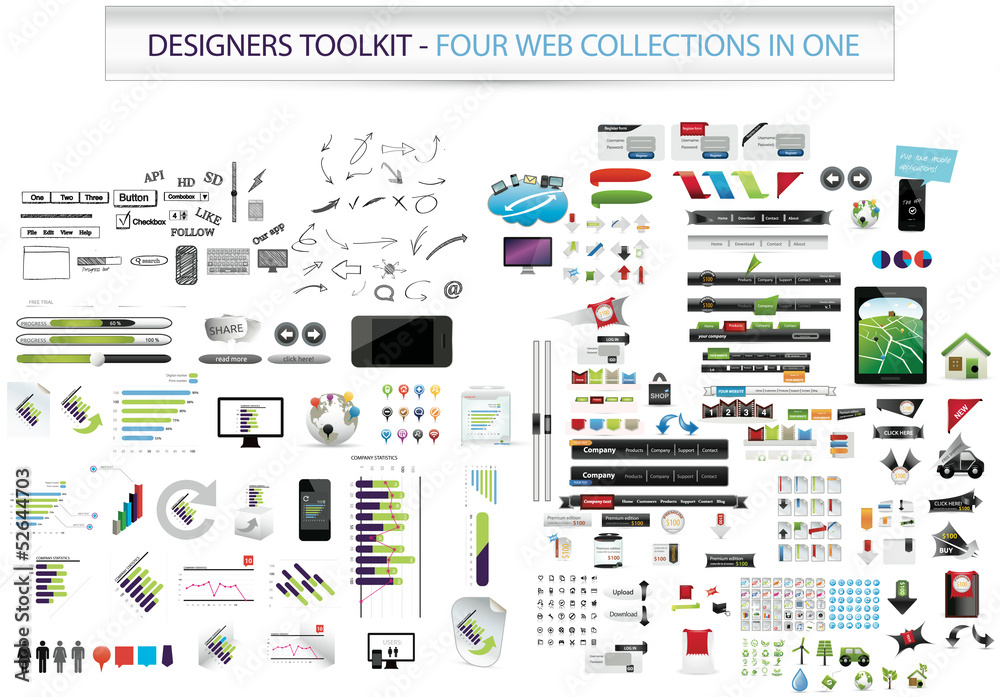 Designers toolkit - Four collections in one Stock Vector | Adobe Stock