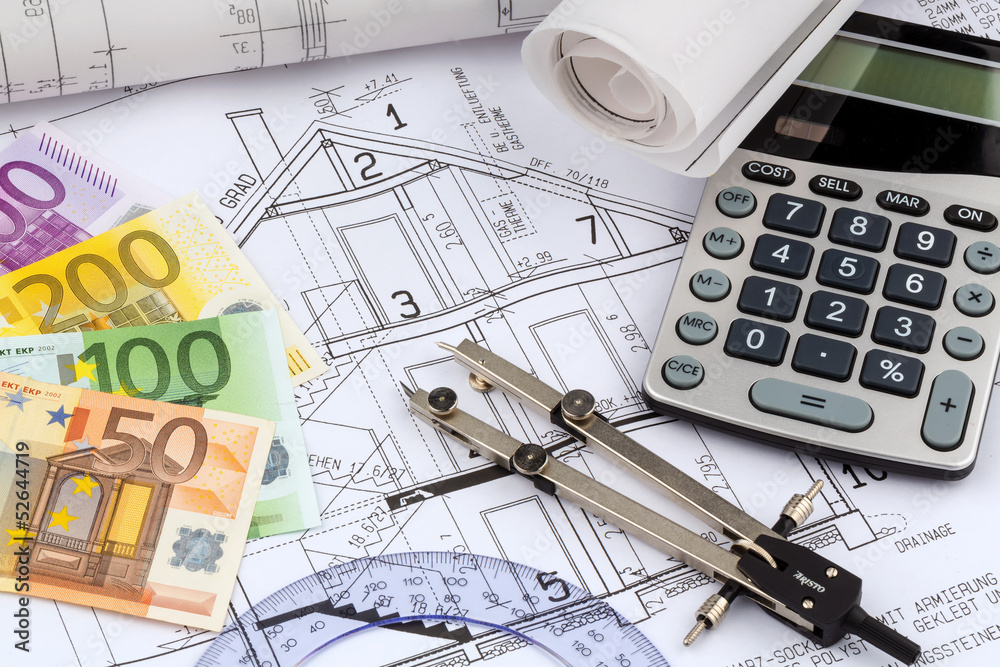 house plan with calculator Stock Photo | Adobe Stock