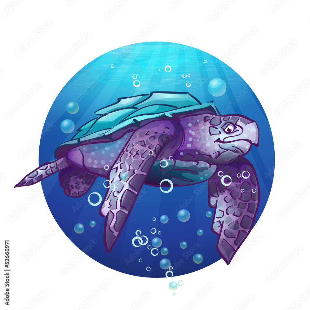 Cartoon image of a sea turtle. Stock Vector | Adobe Stock
