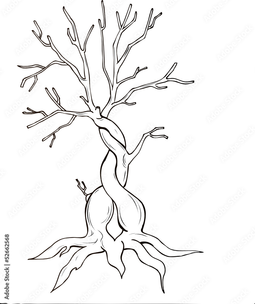 gruseliger Baum Outlines Stock-Vektorgrafik | Adobe Stock