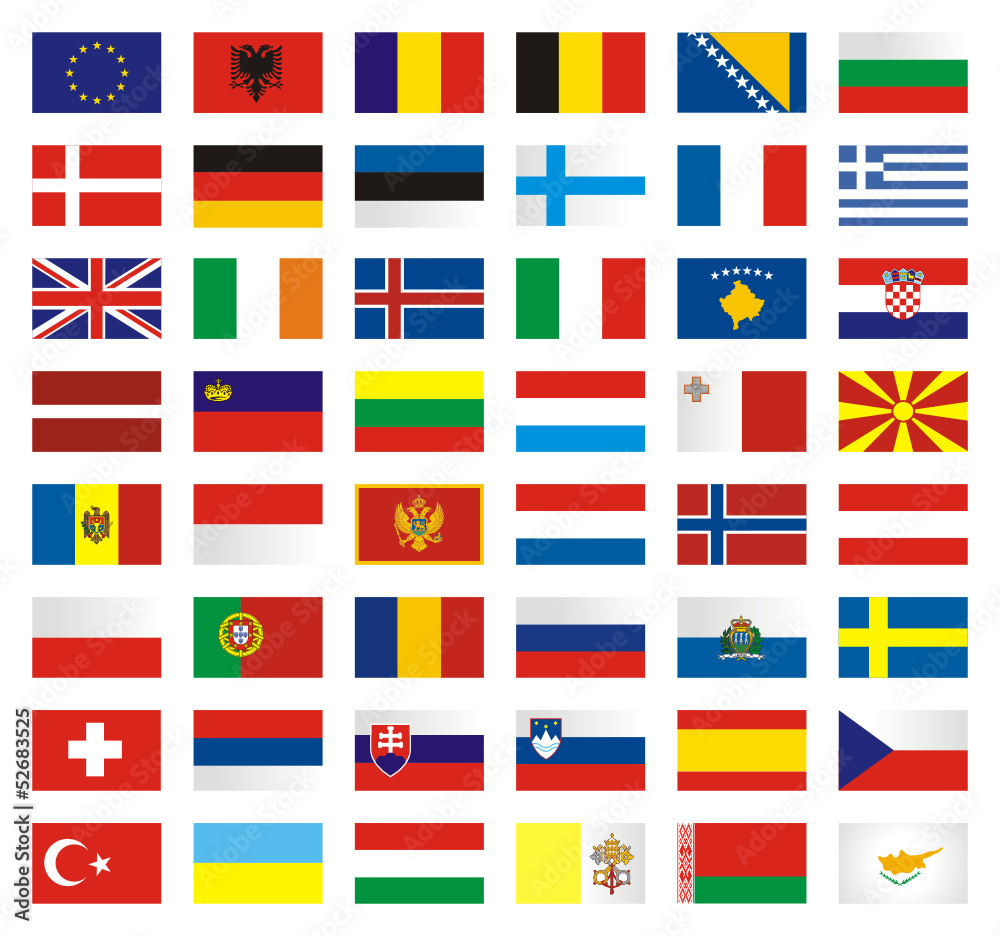 Flags Europe Set Stock Vector | Adobe Stock