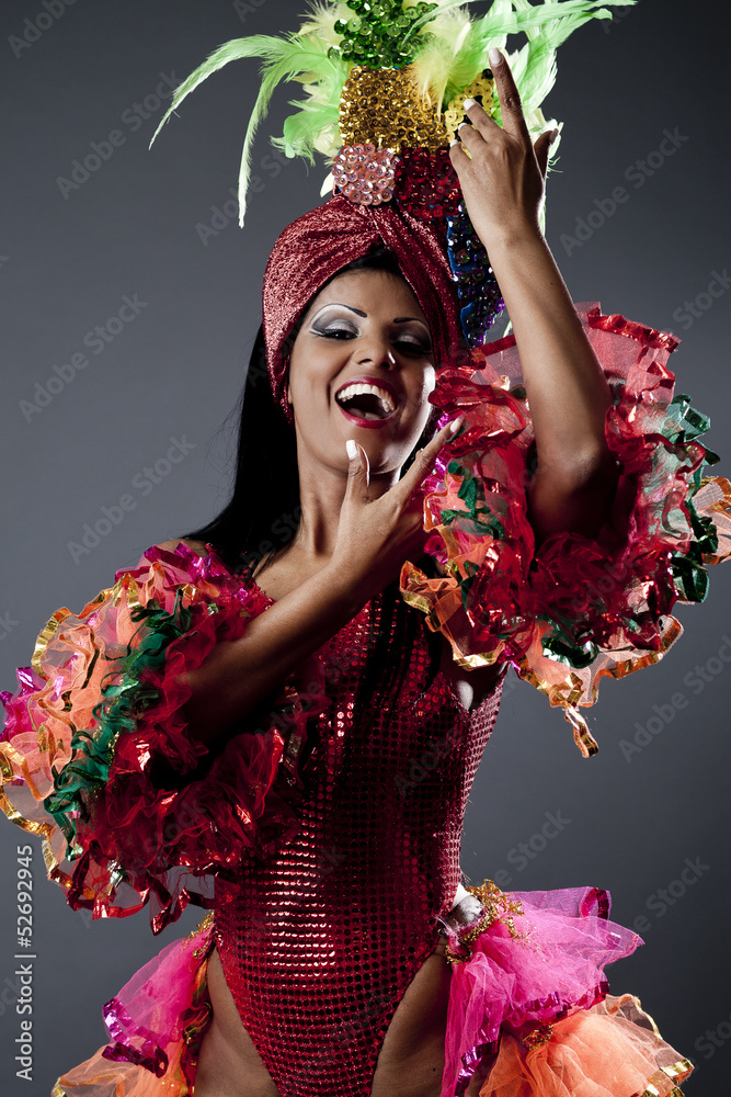 Brazilian Samba Dancer wearing Carmen Miranda Costume Stock Photo ...