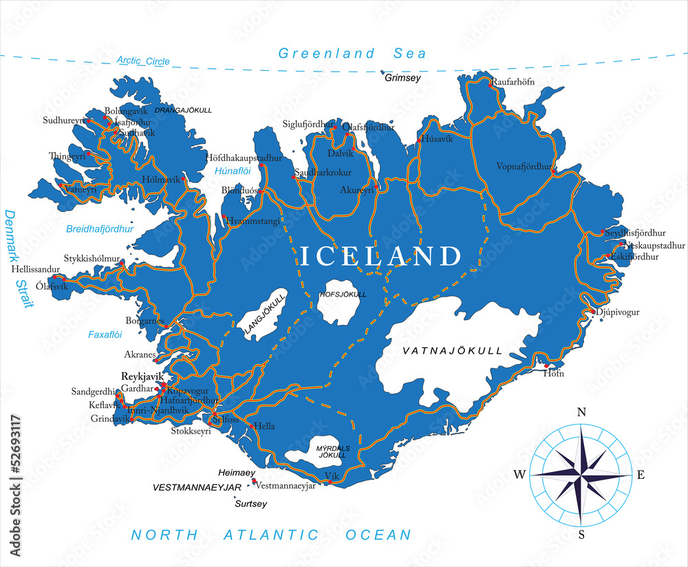 Iceland map Stock Vector | Adobe Stock