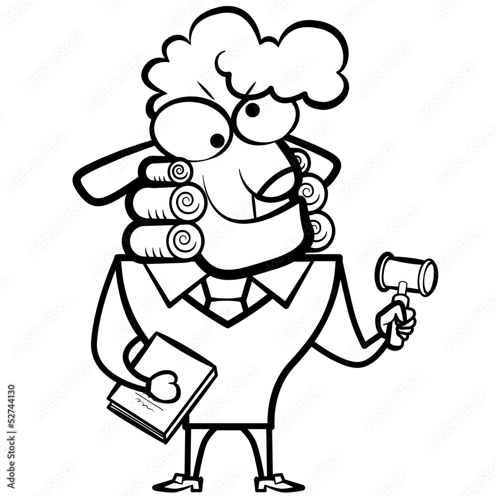 coloring cartoon sheep judge with a gavel and law book Stock Vector ...