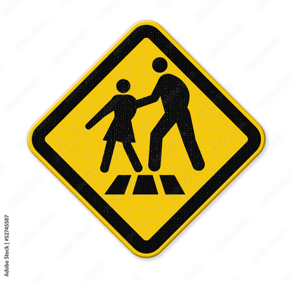 cross walk sign on a busy street with Stock Illustration | Adobe Stock