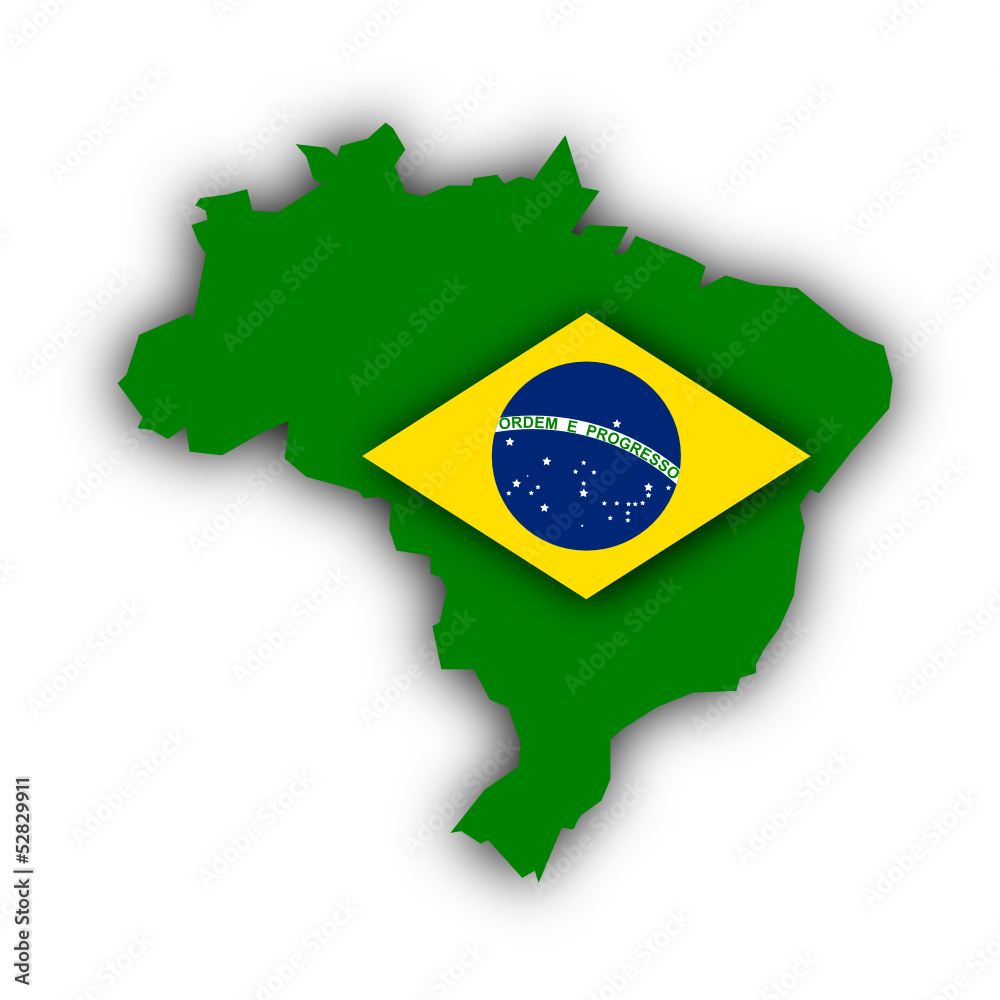 Carte et drapeau du Brésil Stock Vector | Adobe Stock