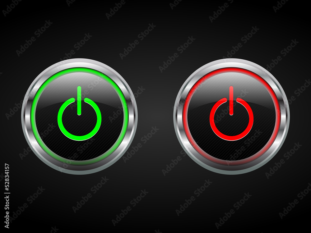 Power buttons, green and red, turn on/off symbols, vector Stock Vector ...