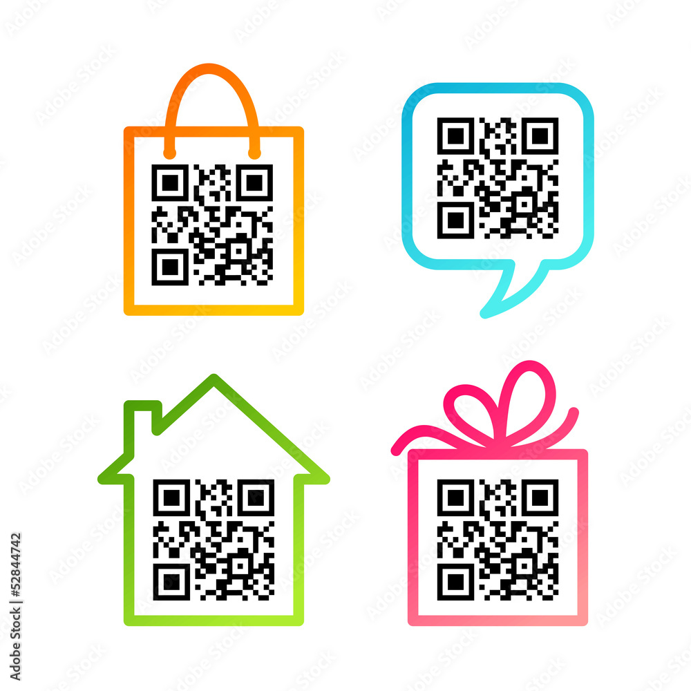 Pictograms with QR-code Stock Vector | Adobe Stock
