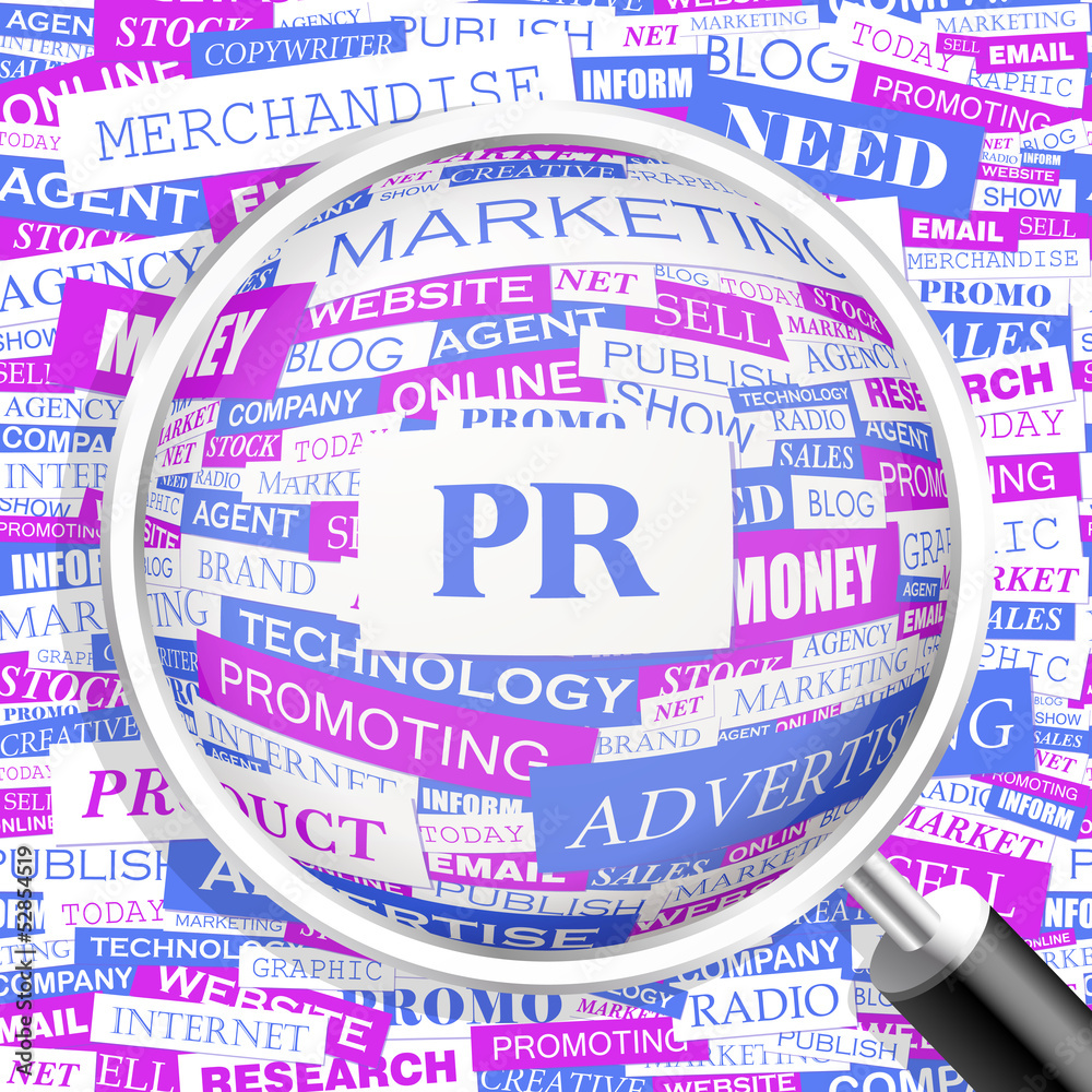 PR. Word cloud concept illustration. Stock Vector | Adobe Stock