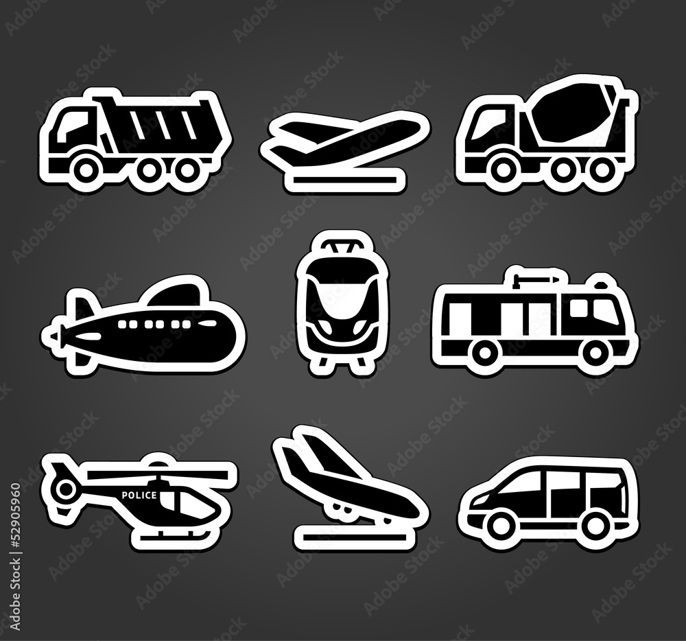 Set of stickers, transport color pictograms Stock Vector | Adobe Stock