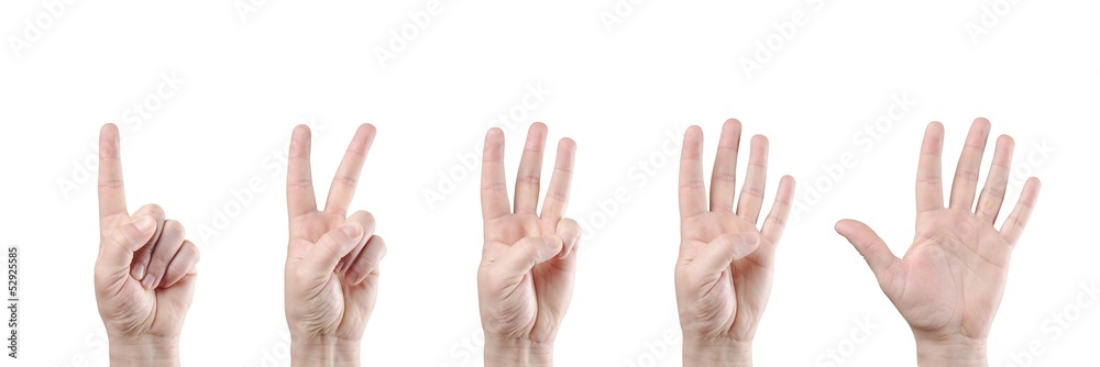 counting hands on white background Stock Photo | Adobe Stock