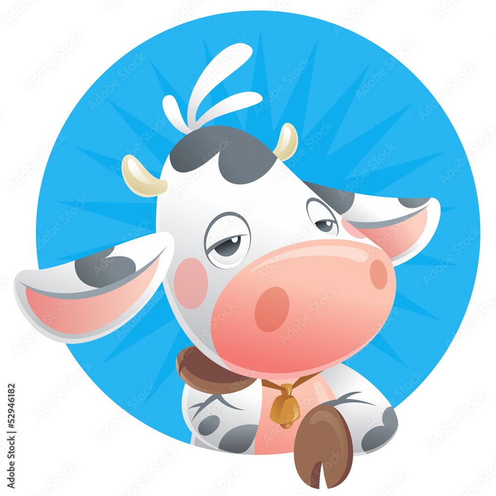 Cartoon sleepy baby cow thinking icon Stock Illustration | Adobe Stock